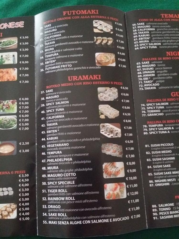 Speisekarte von Takaya restaurant, Muggiò