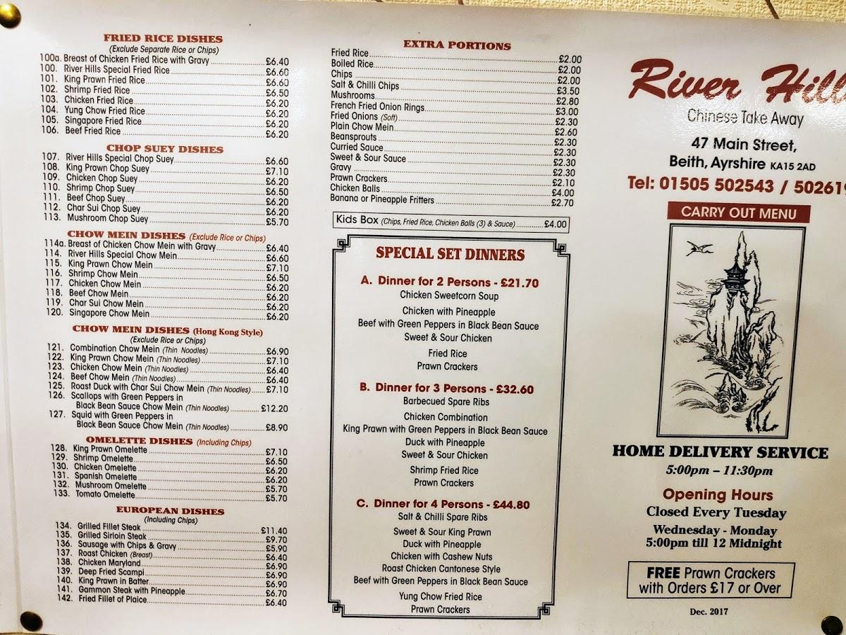 Menu at Panda Beith Chinese Takeaway fast food, Beith