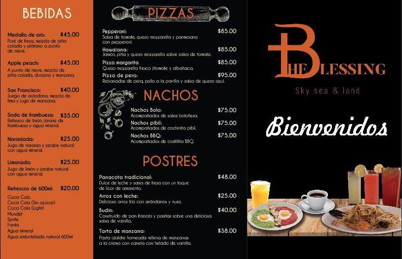 Menu at The Blessing restaurant, Mexico City