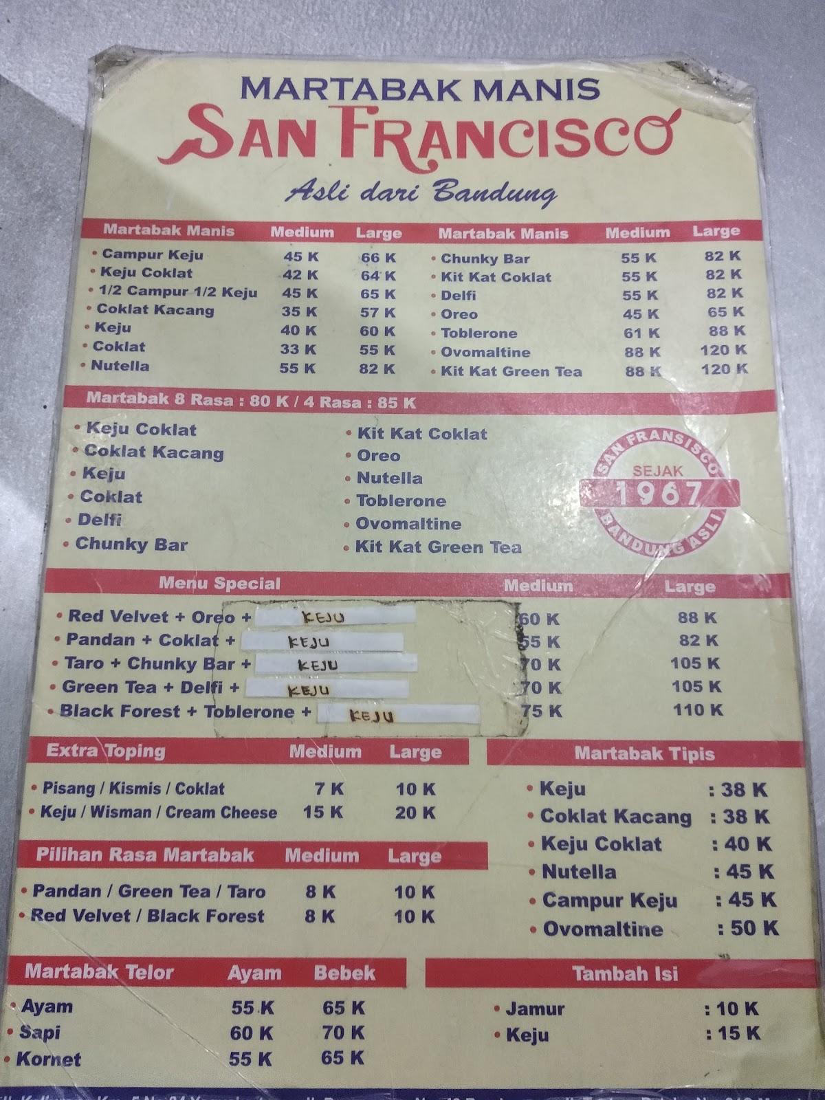 Menu at Martabak Special San Fransisco desserts, Magelang