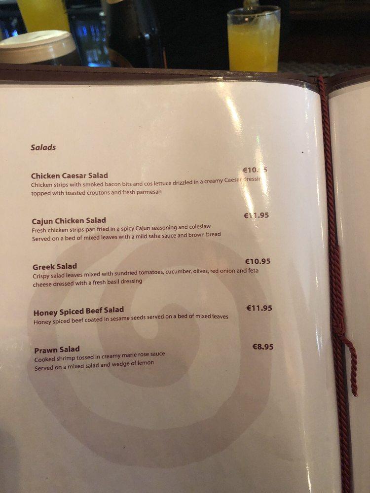 Menu at Pat Collins Bar, Adare