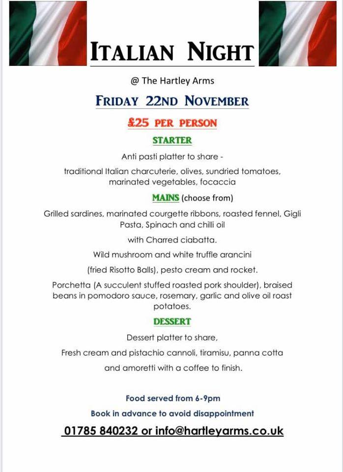 Menu at The Hartley Arms pub & bar, Brewood