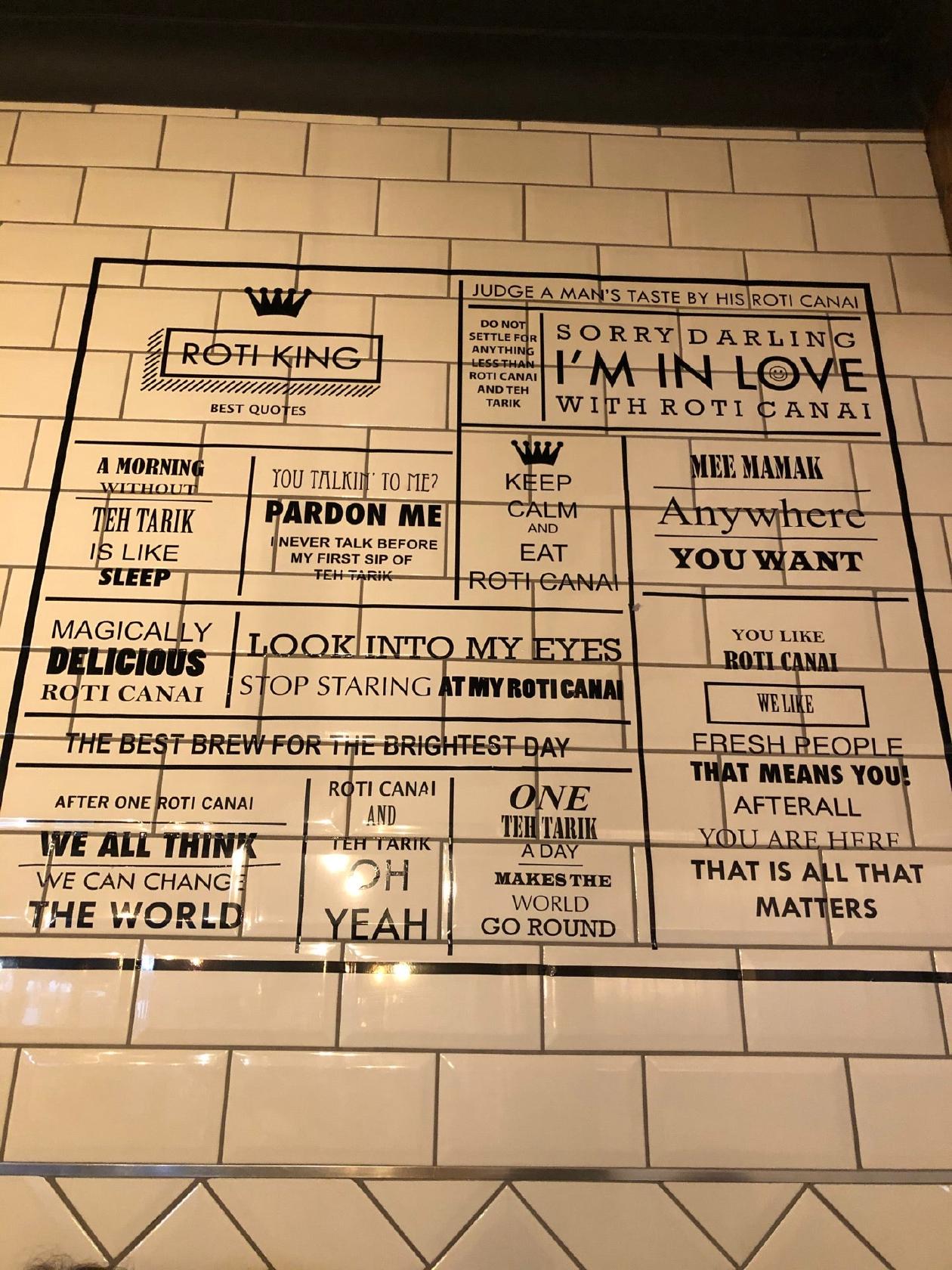 Menu at Roti King restaurant, London, Euston