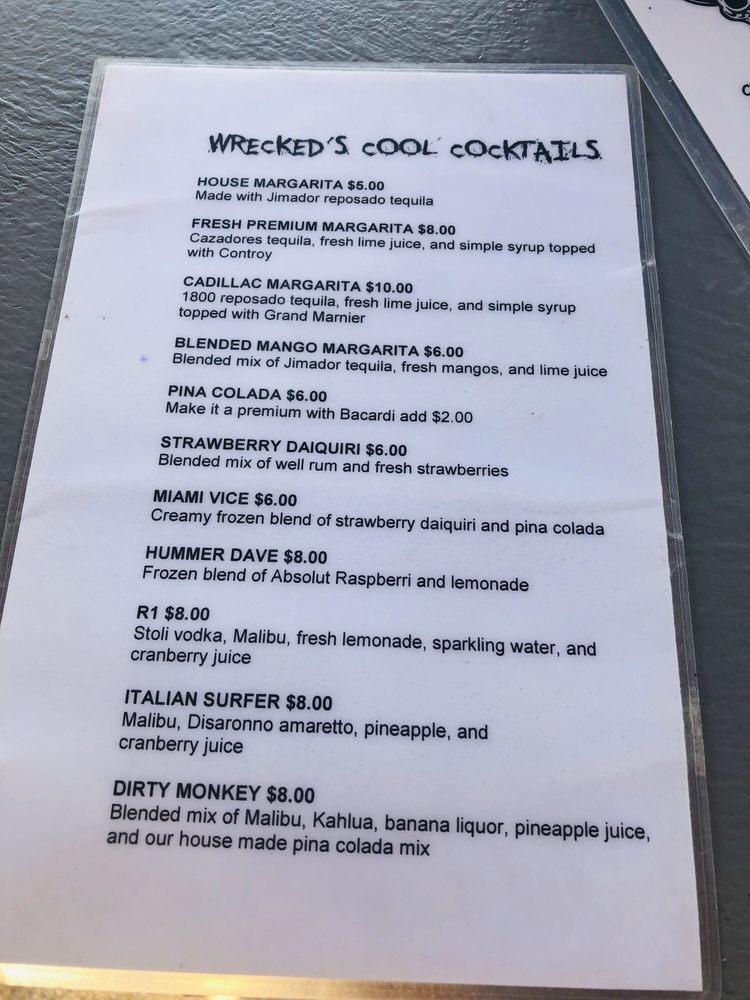 Menu at Wrecked at the Reef pub & bar, Puerto Peñasco