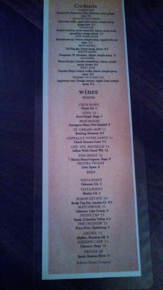 Menu at B Street Public House, Chico