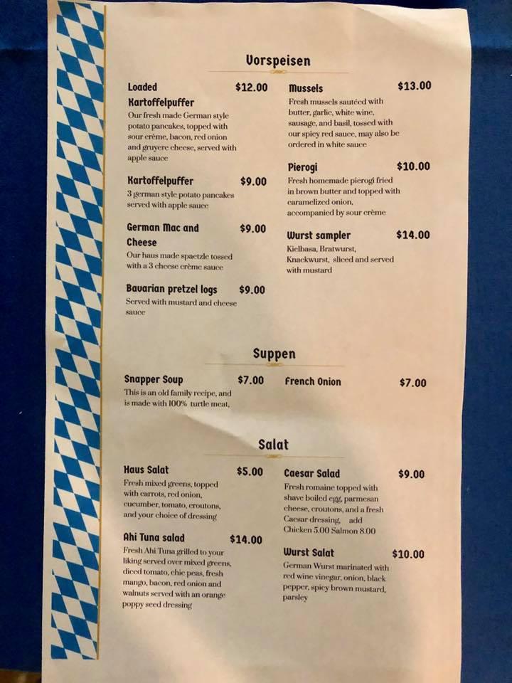 Menu at Best of the Wurst German Kitchen restaurant, Riverside