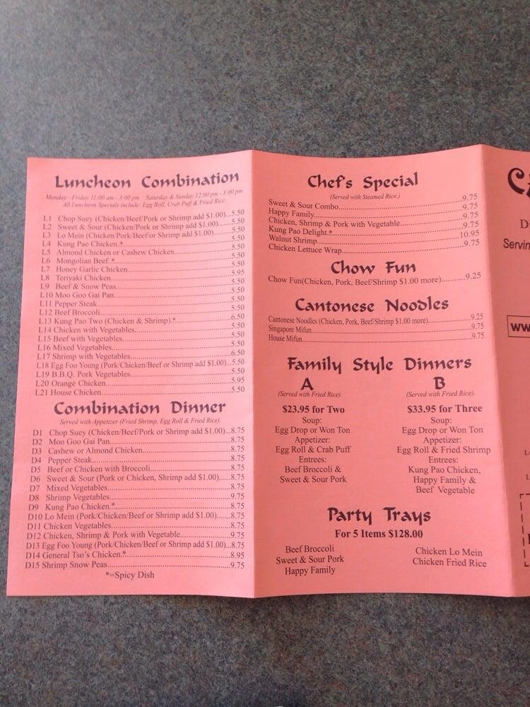 Menu at Chung Ming Chinese Restaurant, Glendale