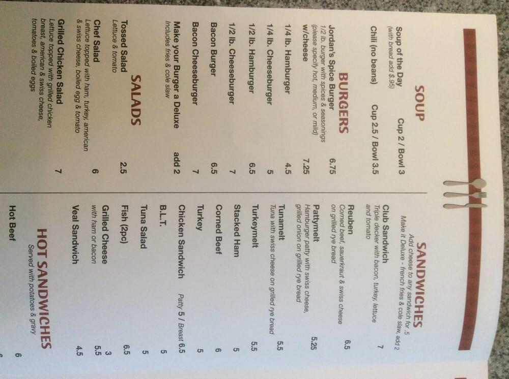 Menu at Jordan's Family Restaurant, Detroit