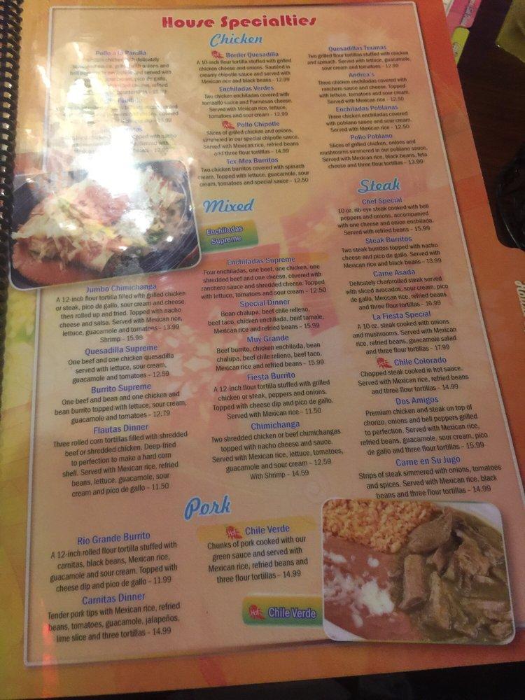 Menu at La Fiesta restaurant, Albany