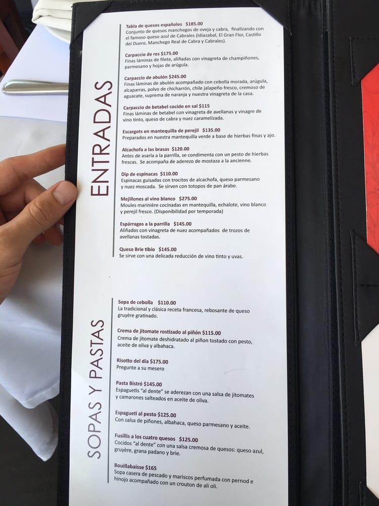 Carta del restaurante BISTRO 83, Ciudad del México, C. del la Amargura 17