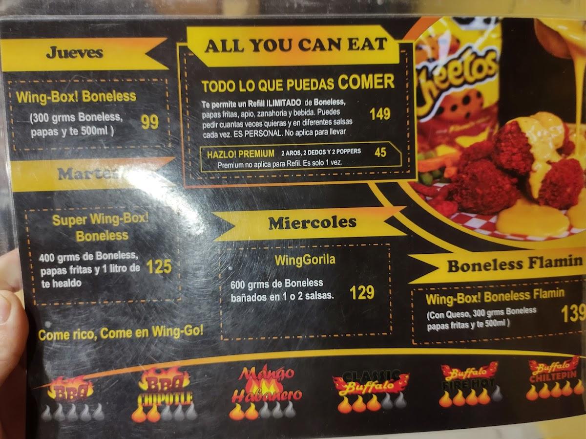 Menu at Boneless Wing-Go! Suc. Las fuentes restaurant, Mexicali