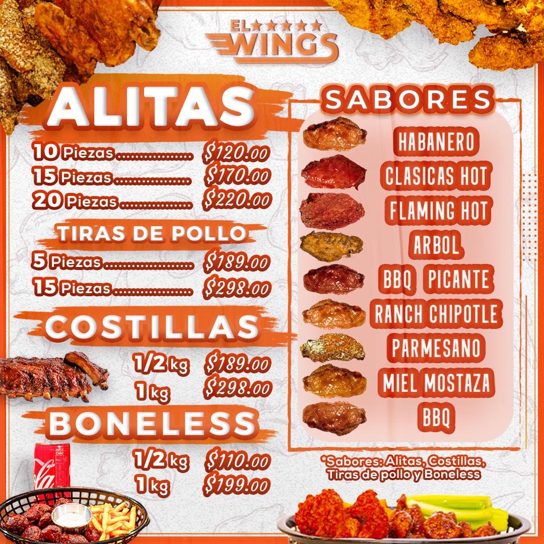 Carta del restaurante EL WINGS, Tultitlán del Mariano Escobedo