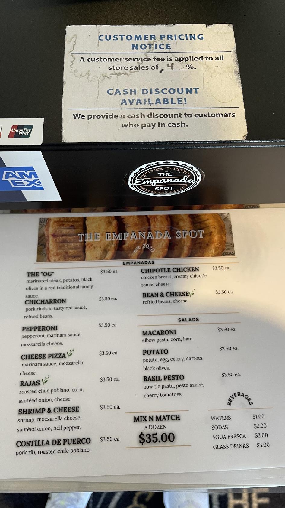 Menu at The Empanada Spot restaurant, Chula Vista