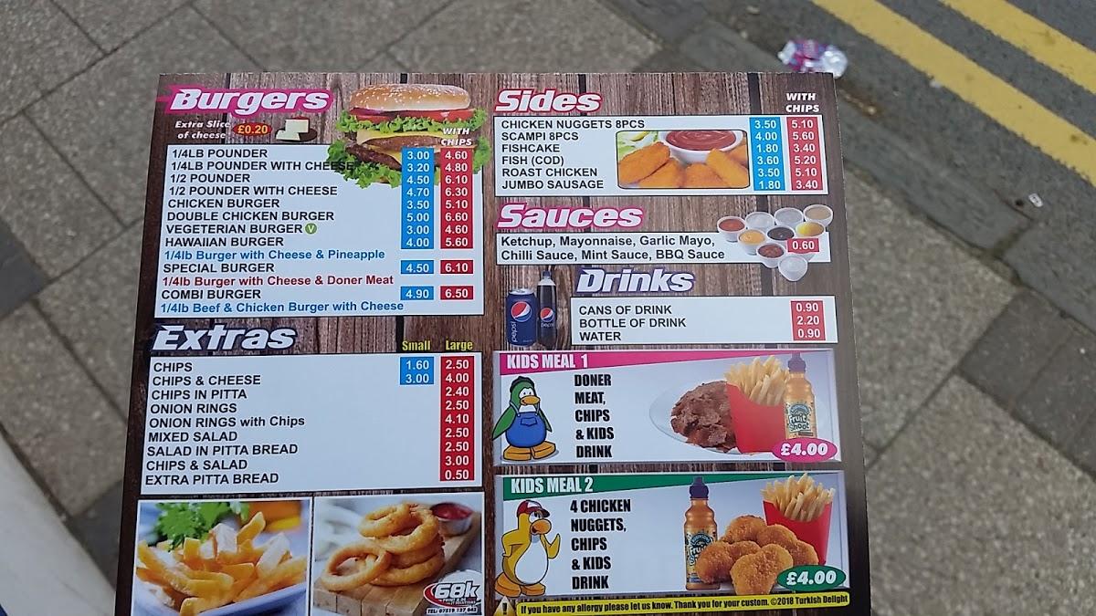 Menu at Turkish Delight pizzeria, Rhayader