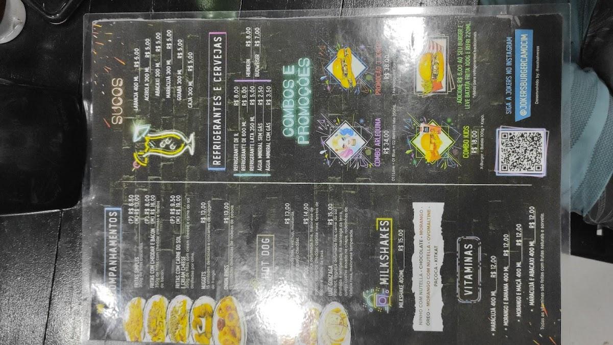 Menu at Joker's Burger Camocim restaurant, Camocim