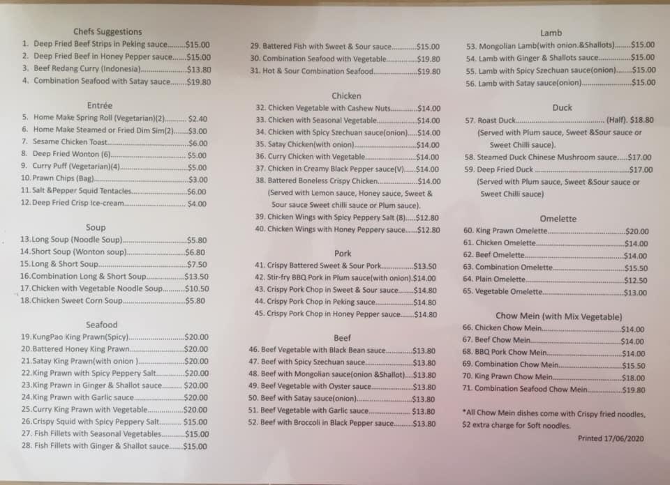 Menu at Lakeview Chinese Takeaway restaurant, Rasmussen