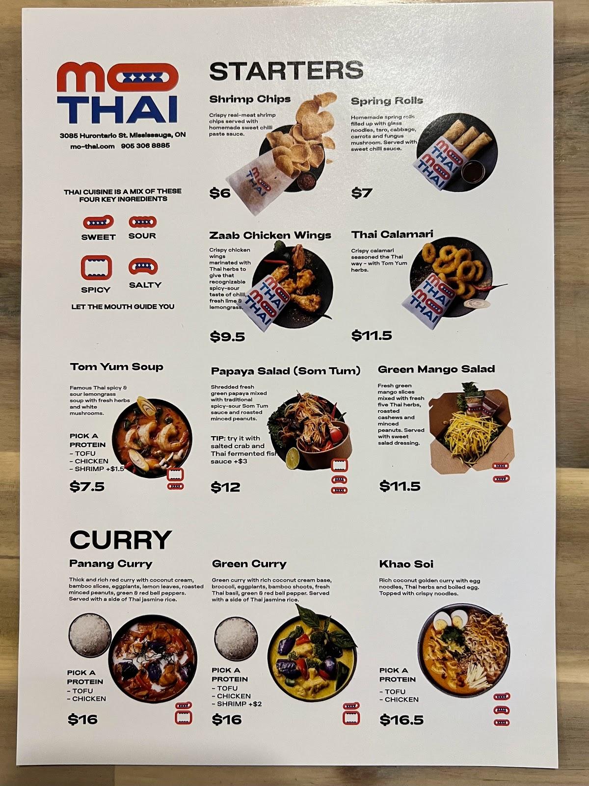 Menu at More Thai kitchen restaurant, Mississauga