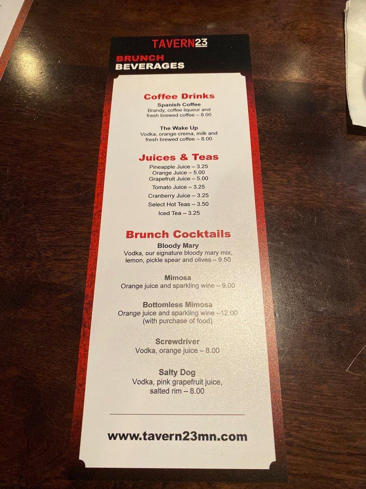 Menu at Tavern 23 pub & bar, Edina