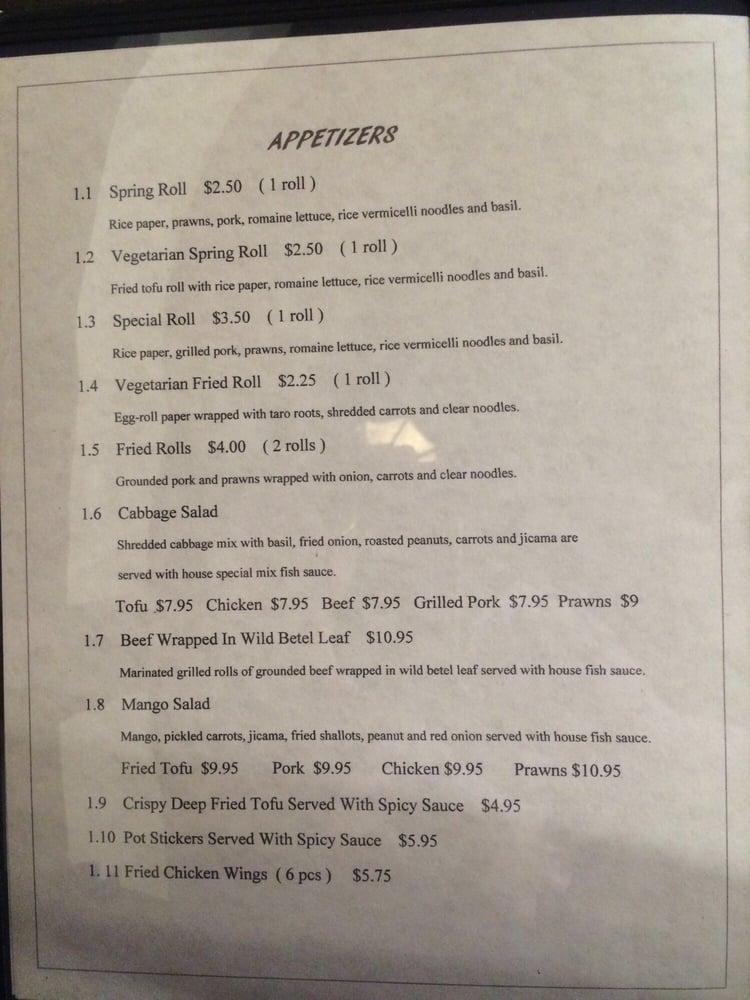 Menu at An Nam Pho restaurant, Seattle, Roosevelt Way NE