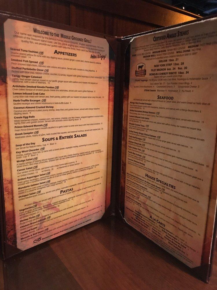 Menu at Middle Grounds Grill pub & bar, Treasure Island