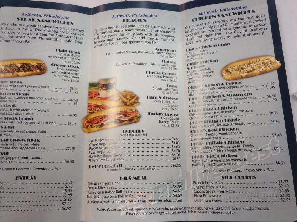 Menu at Philly's Best fast food, Fountain Valley
