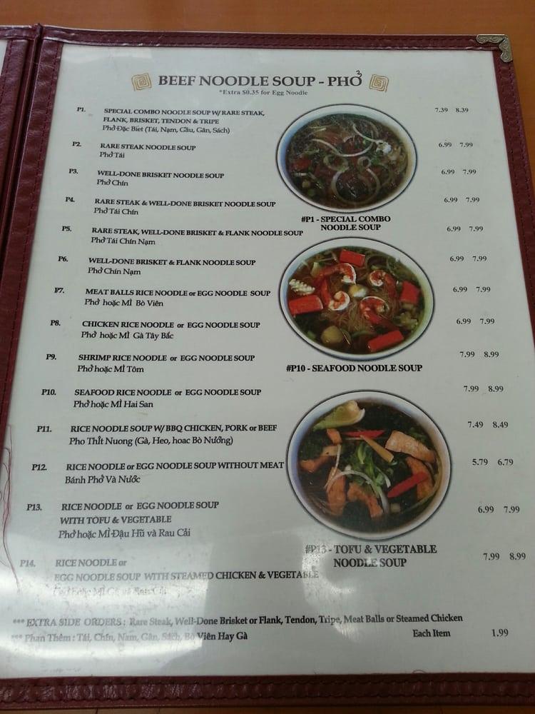 Menu at Pho Tay Bac Restaurant, Brea