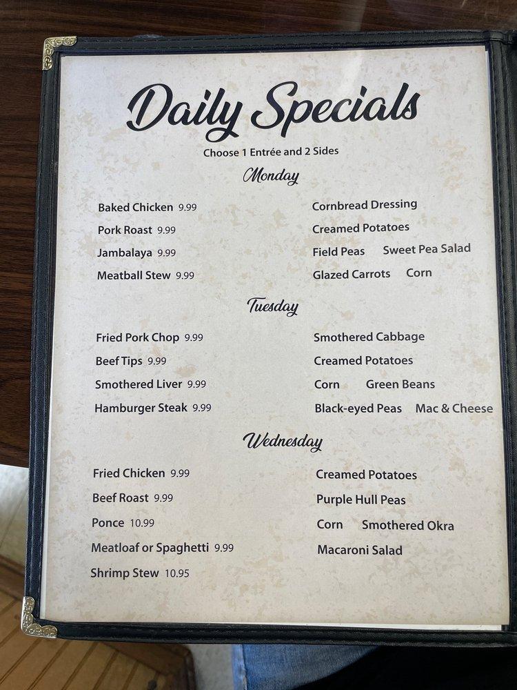 Menu at Ruby's Cafe, Eunice