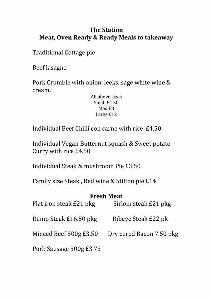 Menu at The Station Inn pub & bar, Church Stretton