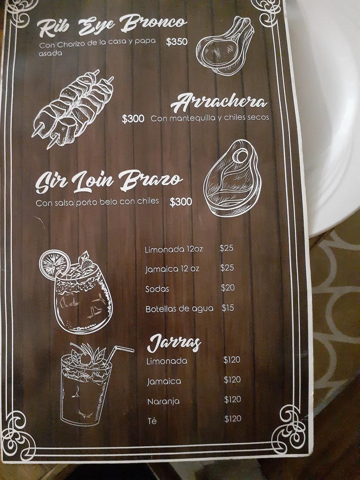 Menu at Toro Bronco steakhouse, Mexicali