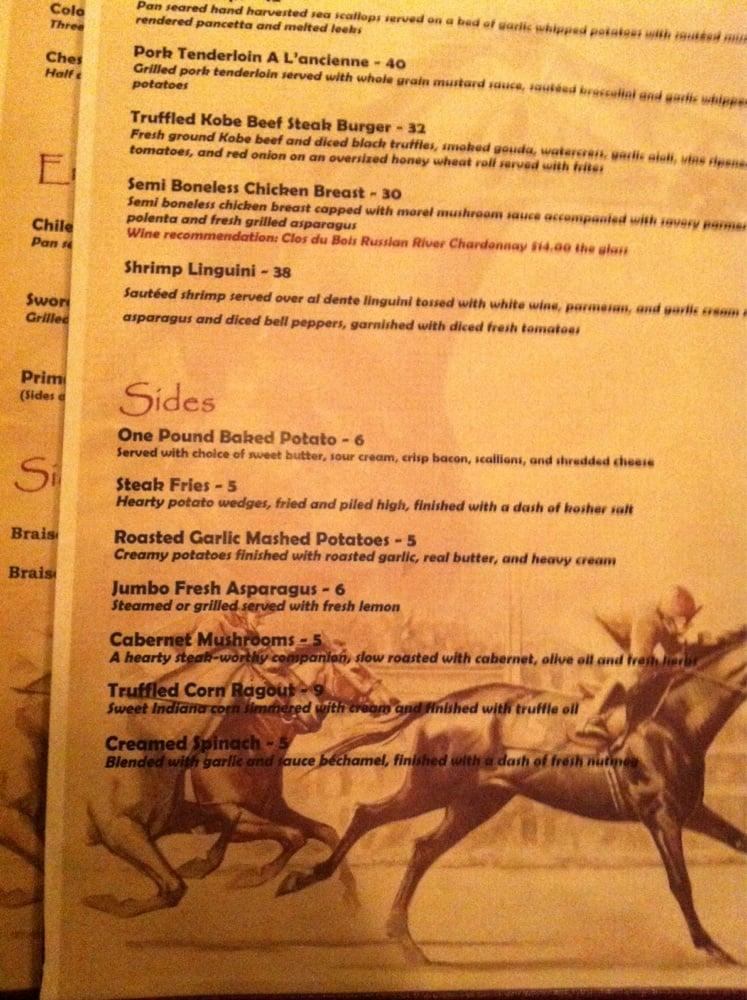 Menu at 1875: The Steakhouse, French Lick