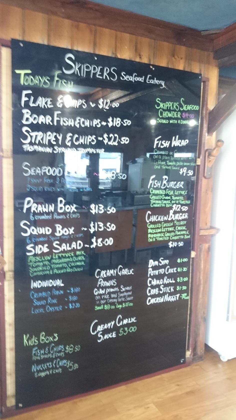 Menu at Skippers restaurant, Saint Helens