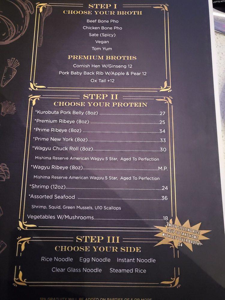 Menu at The Golden Pot restaurant, Las Vegas