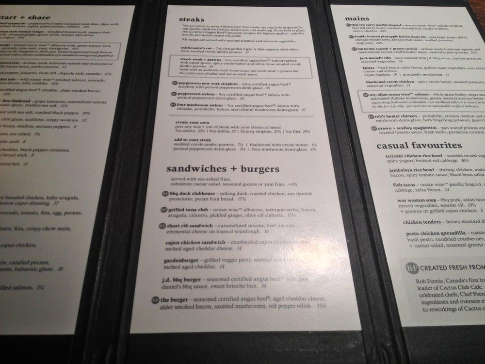 Menu at Cactus Club Cafe West Edmonton Mall, Edmonton, 170 St NW #1946