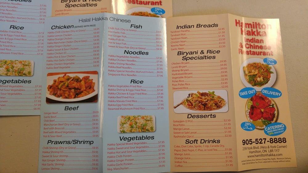 Menu at Indian Chinese Halal restaurant, Hamilton