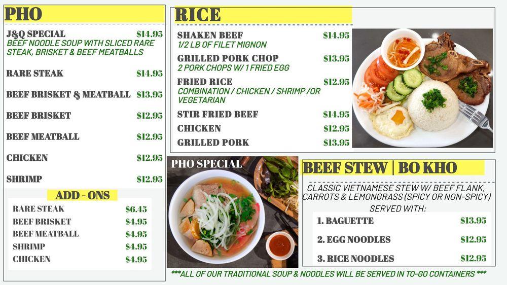 Menu at J&Q Vietnamese Sandwich and Cafe, Anaheim