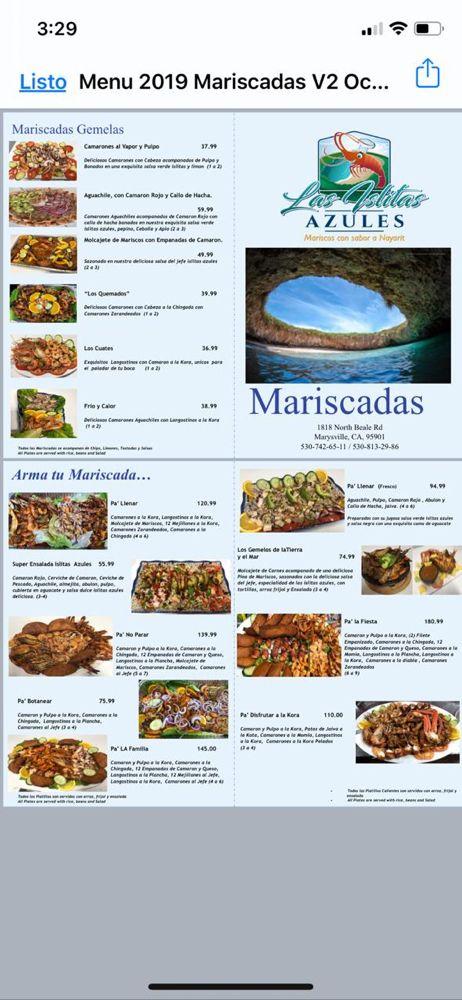 Menu at Las Islitas Azules Marysville restaurant, Linda