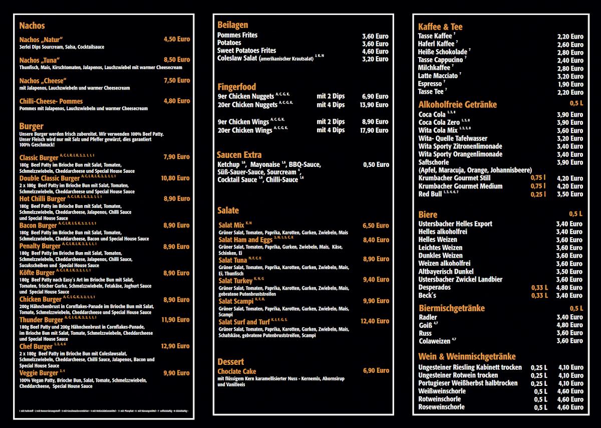 Speisekarte von Restaurant Penalty, Königsbrunn