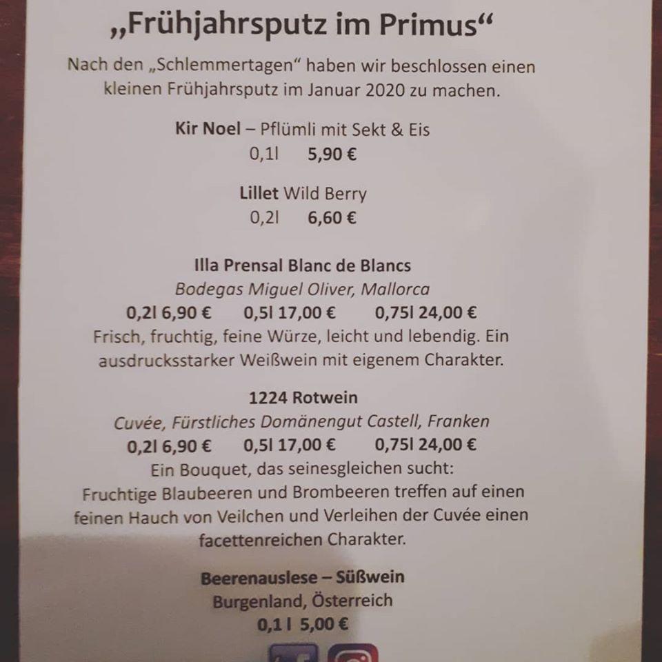 Speisekarte von Der Primus restaurant, Buxtehude