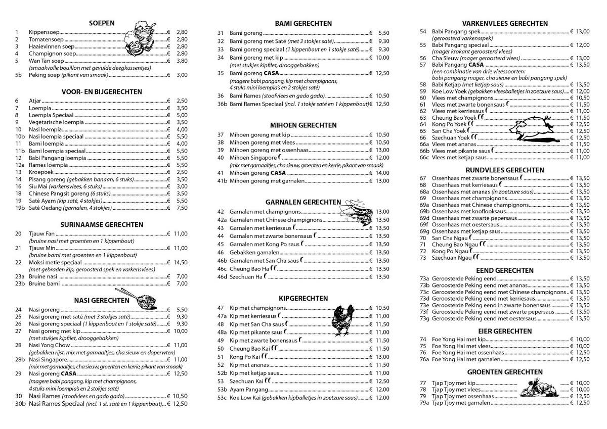 Menu at Snackbar Casa, Delft
