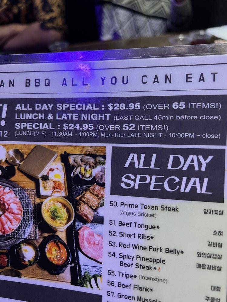 Menu at Hwaro 2 BBQ, Las Vegas