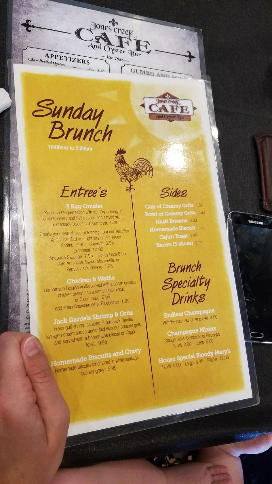 Menu at Jones Creek Cafe & Oyster Bar, Baton Rouge, Market St