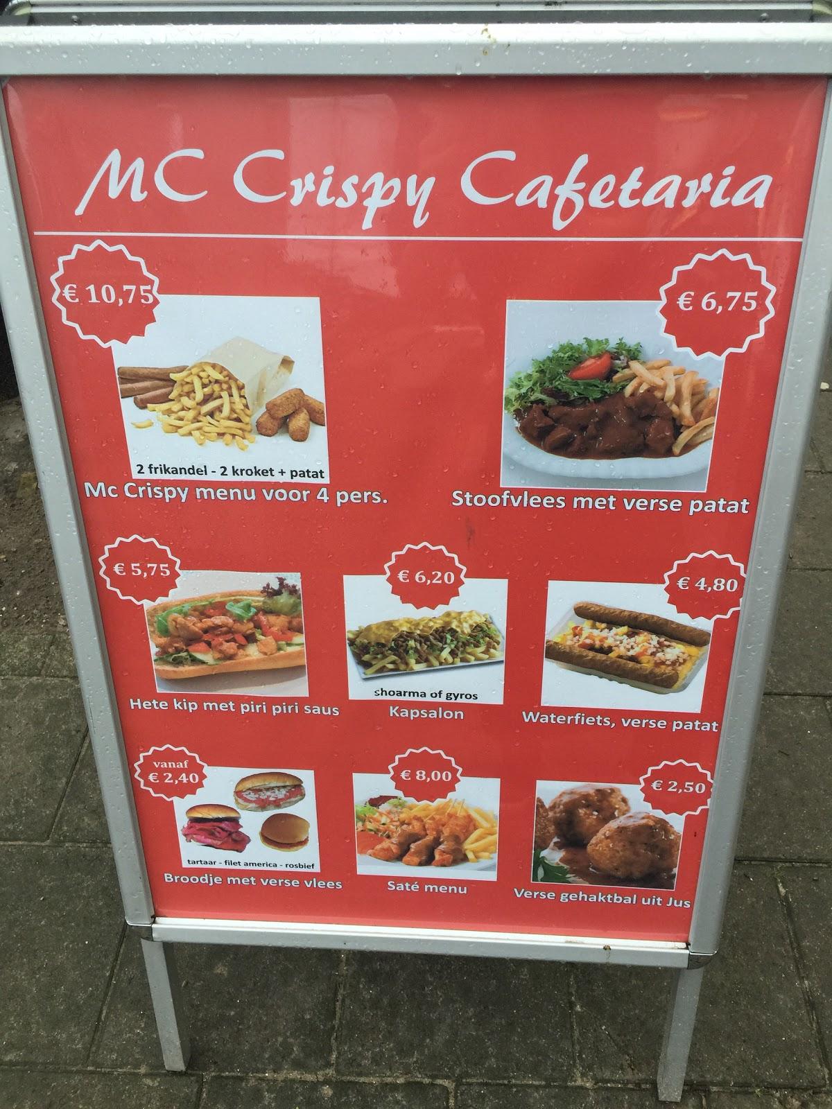 Menu at Mc Crispy, Hilversum