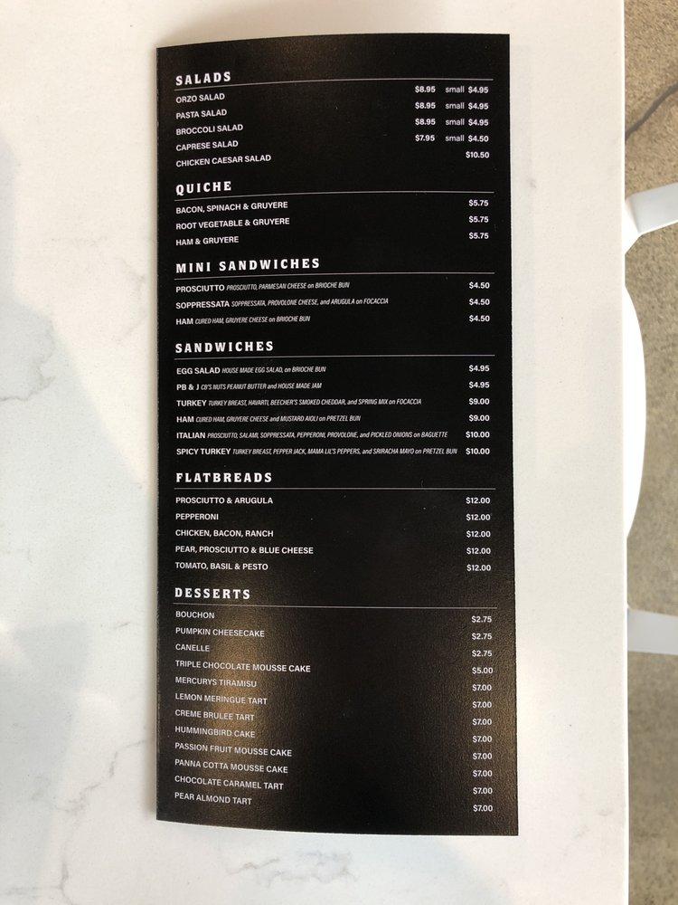 Menu at Mercurys Coffee Co. pub & bar, Bellevue