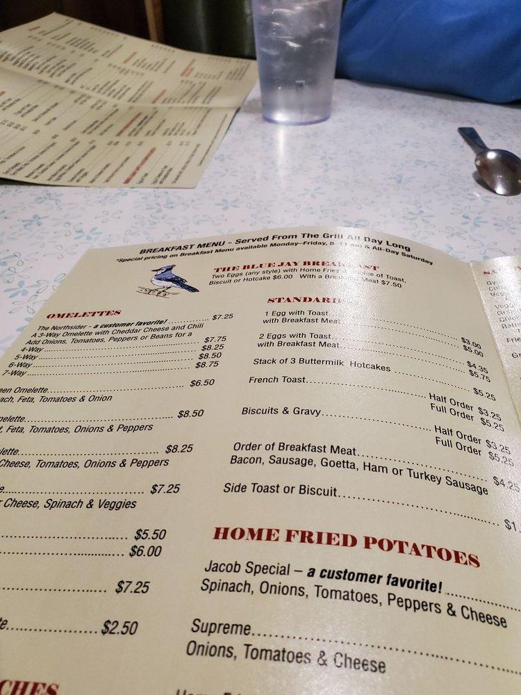 Menu at Blue Jay Restaurant, Cincinnati