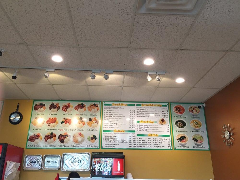 Menu at Ono Korean BBQ, Honolulu