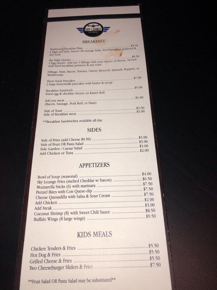 Menu at Sky Lounge at Ewing pub & bar, Ewing Township