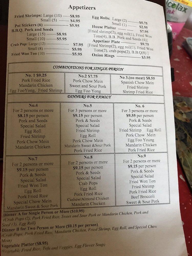 Menu at Mandarin Restaurant, Payette