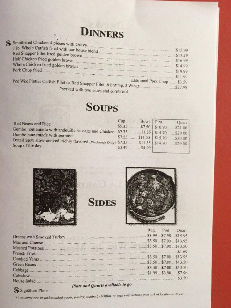 Menu at Pee Wees restaurant., Rock Island