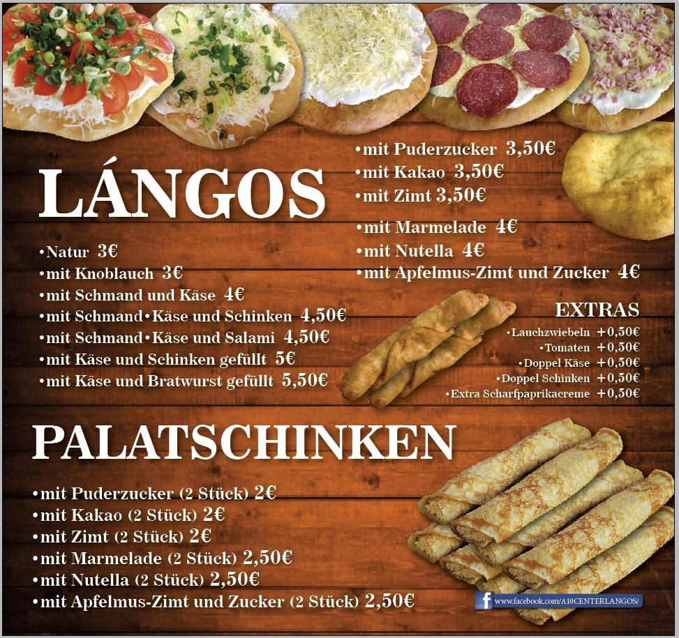 Speisekarte von A10 Center Lángos Ungarische Spezialitäten, Eingang Süd ...