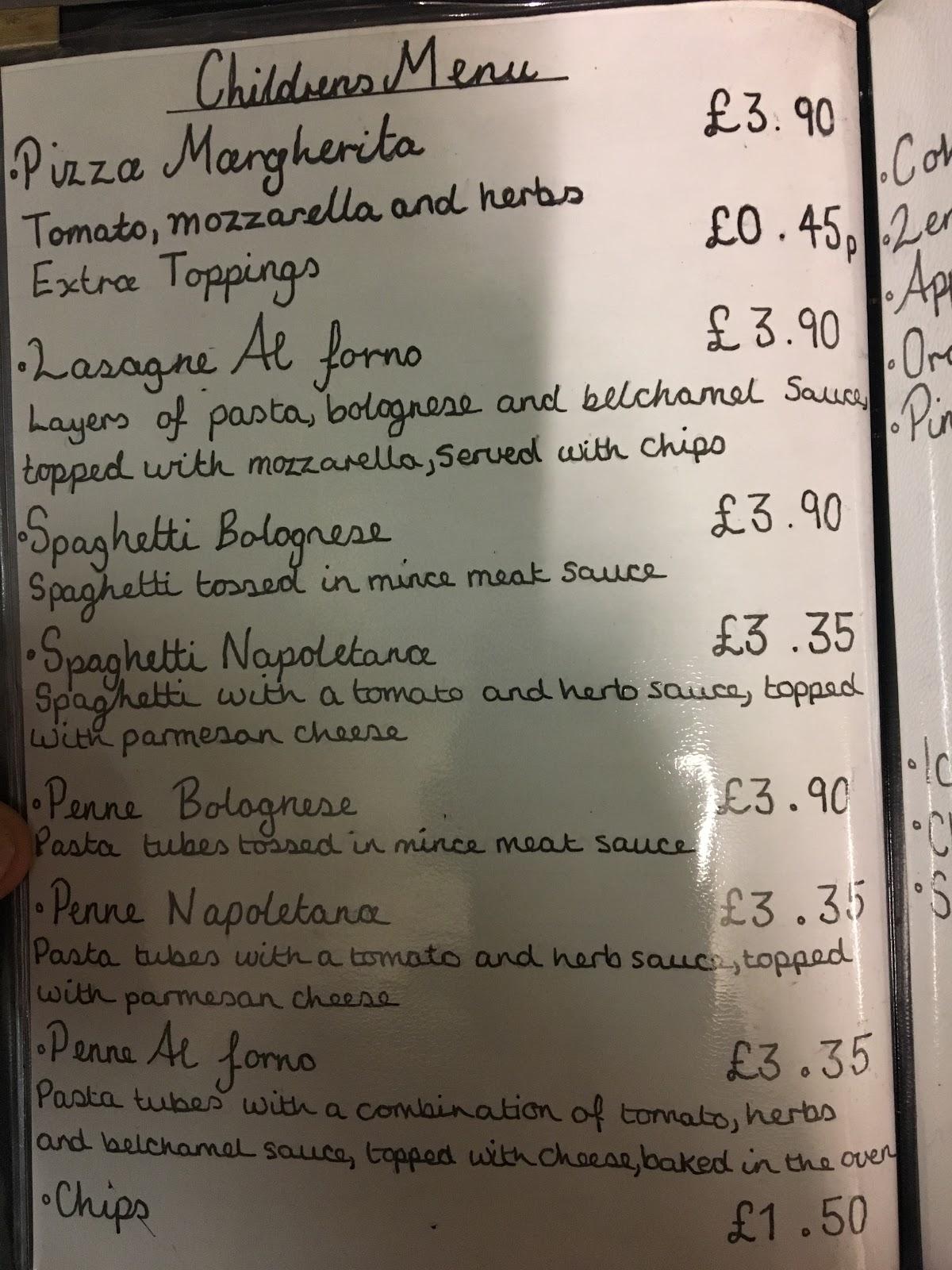 Menu at Albatross restaurant, Great Yarmouth